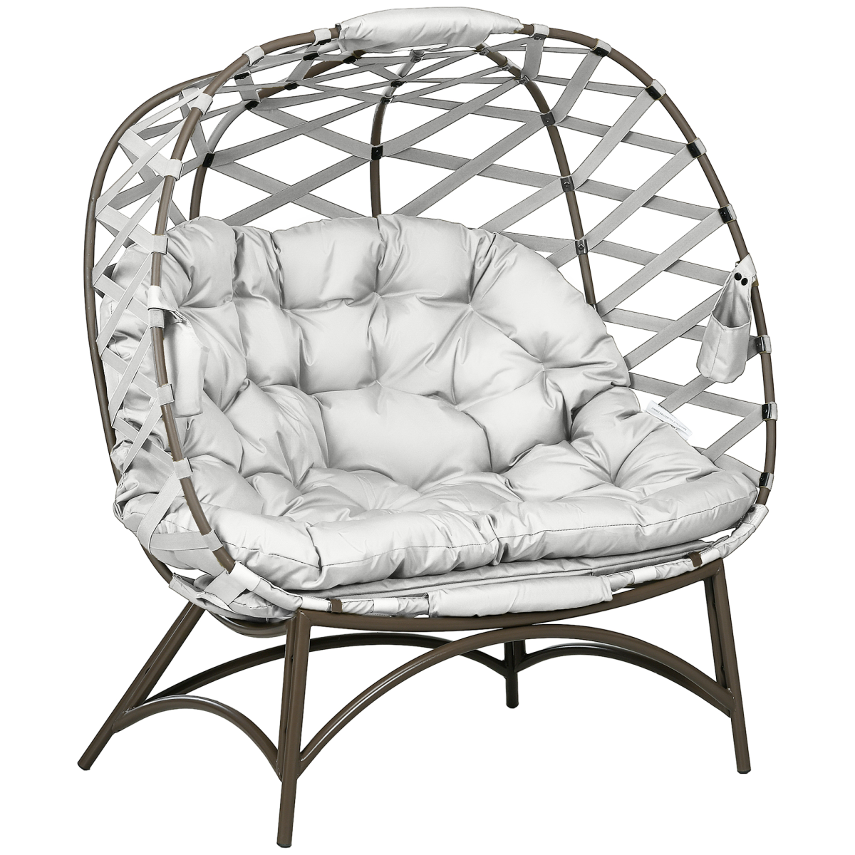 Contemporary 2 Seater Egg Chair | Light Grey | Folding Frame & Cushions ...