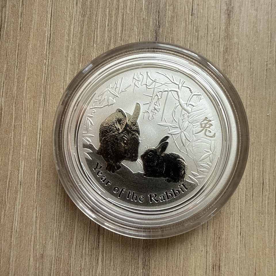 2011 1/2 oz .999 Fine Silver Australian Lunar RABBIT Perth Mint BU in ...