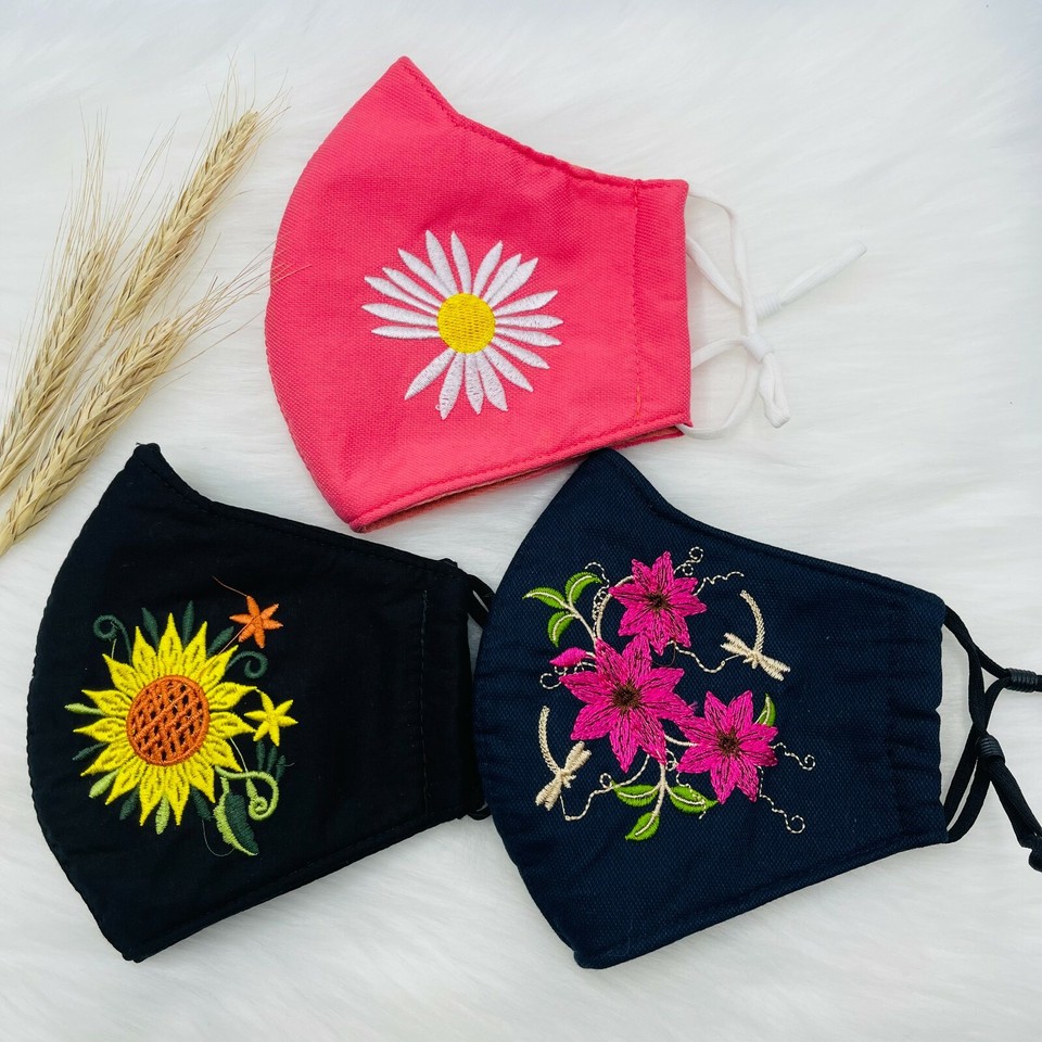[3 PACK] Face Masks FASHION Polyester/Cotton Triple-Layer Washable - US ...