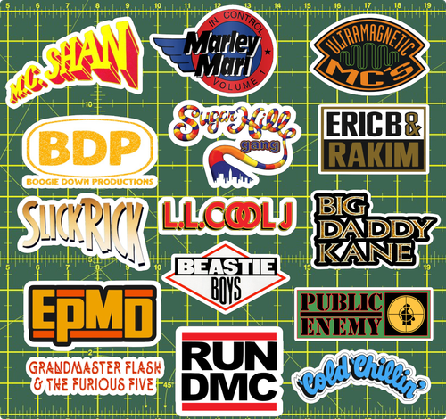 15 Old School Rap Logo Sticker Pack - Clear, Holographic, or White ...