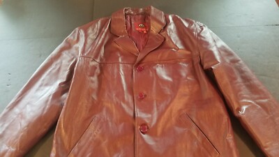 Marc Mattis Women’s Leather Jacket Size L Large Burgundy Button Front ...