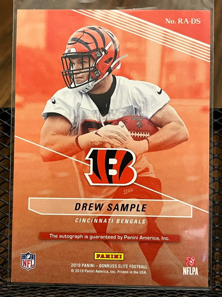 DREW SAMPLE 2019 DONRUSS ELITE ROOKIE REFRACTOR BENGALS AUTOGRAPH AUTO ...