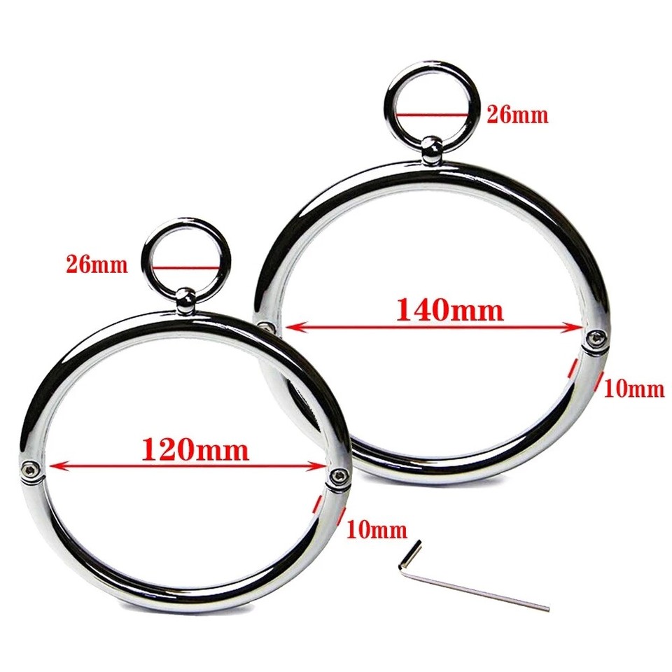 Bondage Lock Neck Collar Metal Stainless Steel Choker O-Ring BDSM Slave ...