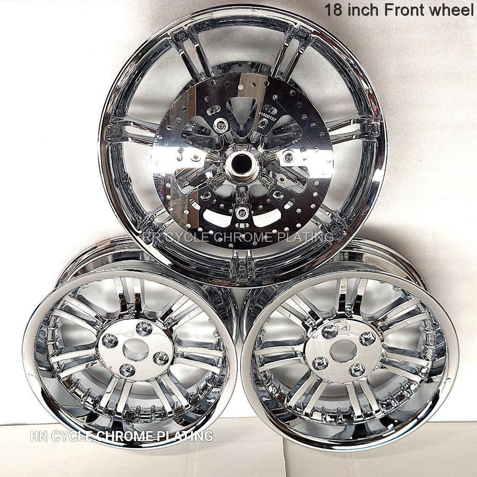 Harley Trike Tri Glide FLHTCUTG Chrome Wheels w/ 18" Front Wheel 09-24 ...