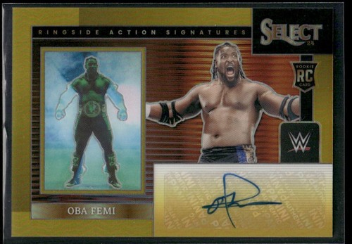 2024 Select WWE Oba Femi #RA-OBA Ringside Action Signatures Gold Prizm ...