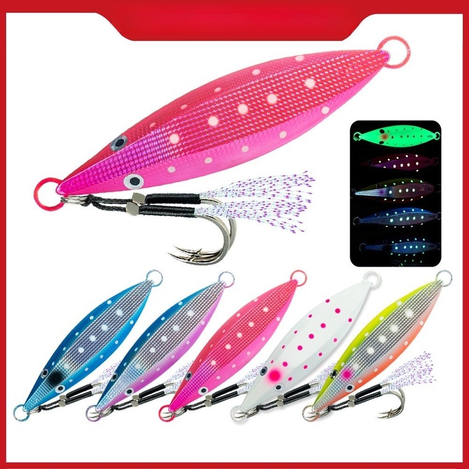Glow in the Dark Slow Jigging Iron Lure 60g 80g Long Cast for Night ...