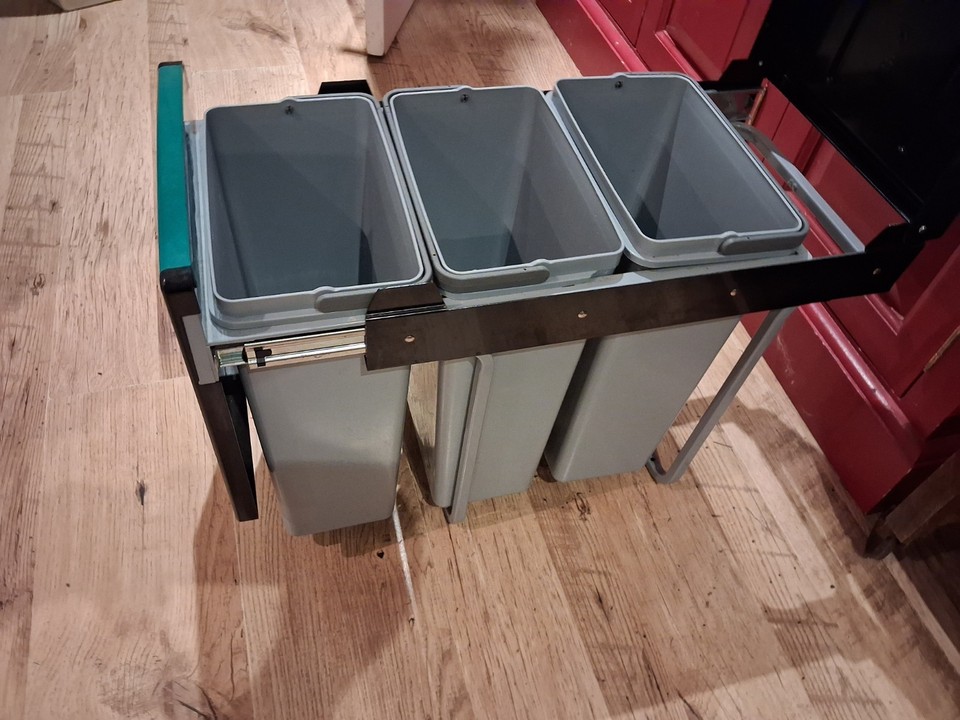 Under-counter 3-section pull Out Waste Bin. Used | eBay UK