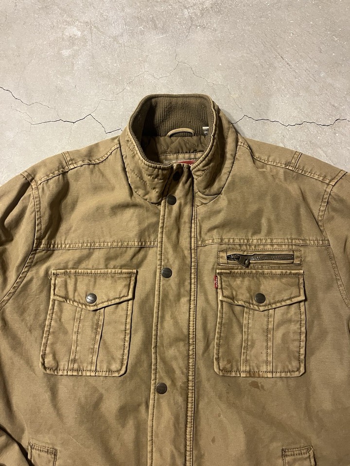 Levis Quilted Lined Barn Jacket Mens XL Brown Canvas Workwear Chore ...