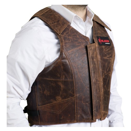 HILASON Safety Bull Riding Vest Protective Leather Brown | Equestrian ...