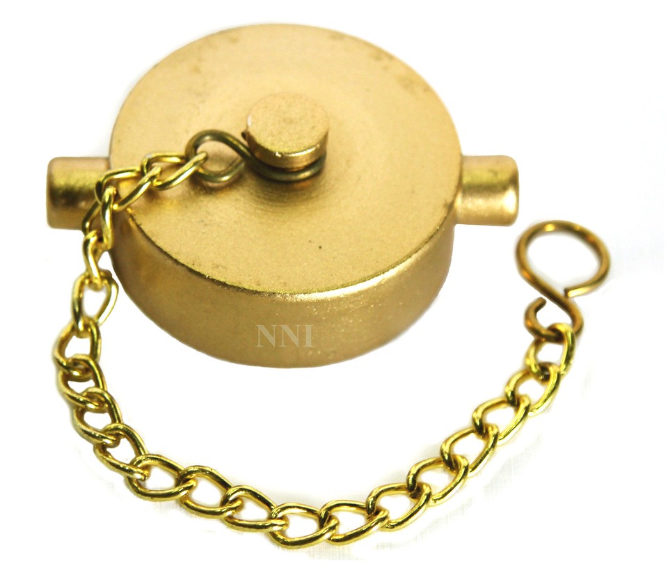 1-1/2" NST Cap and Chain Brass Plated Cast Aluminum for Fire Hose ...