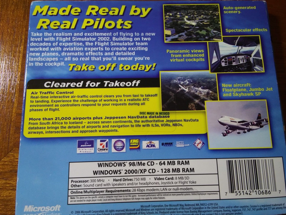 Microsoft Flight Simulator 2002 "As Real As It Gets" PC CD-Rom & Traffic Control | eBay