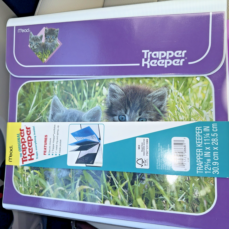 Trapper Keeper Mead Original 2 Kittens Art Purple Folders NEW | eBay