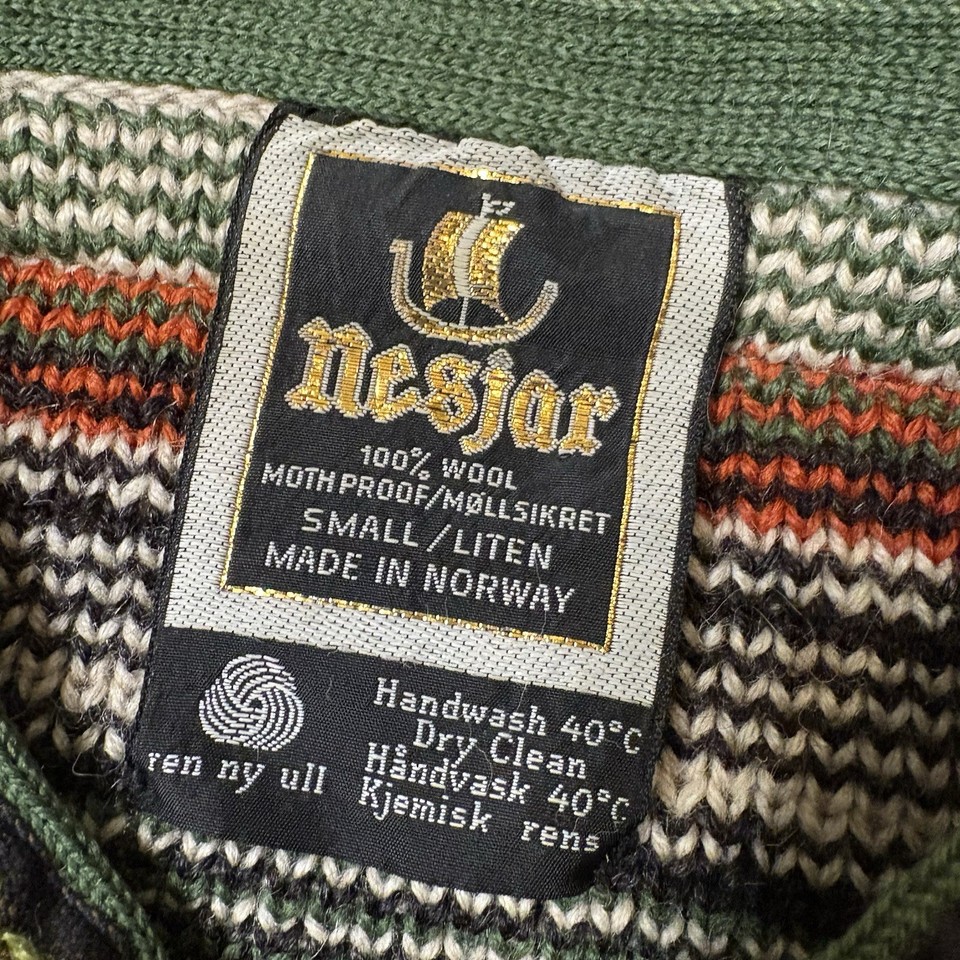 Vintage Nesjar Women's Aztec Wool Norway Clasps Cardigan Sweater Size S ...