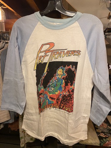 Pat Travers: 1981 RadioActive Tour Shirt-Size L- light blue 3/4 Sleeve ...