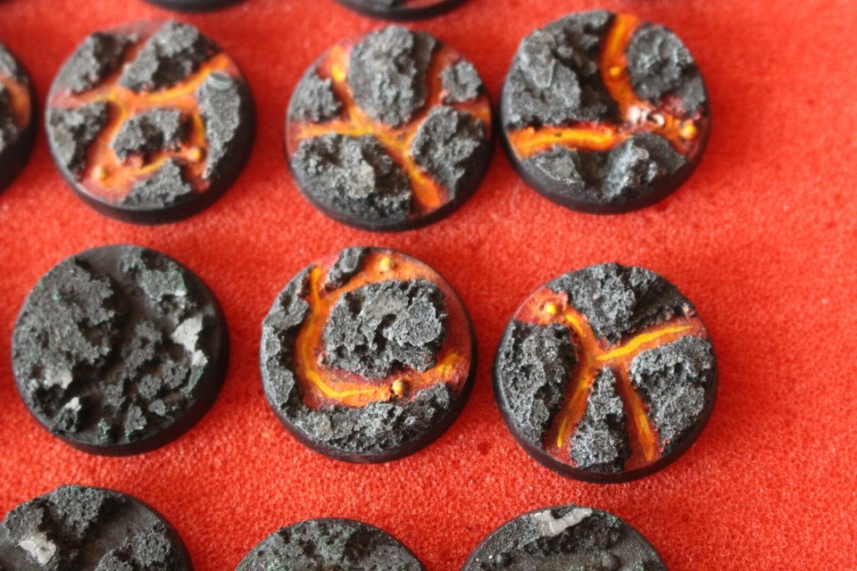 19 x 25mm Resin Lava Fire Bases Magma War Games Gaming Warhammer WH40K ...