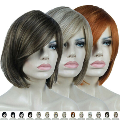 Women's Wig Natural Short Girl Straight Hair Wig Ladies Party Full Wig ...