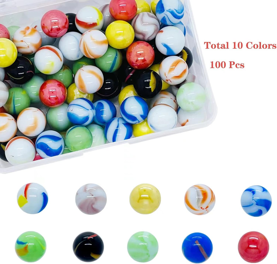 100 Pieces Colorful Glass Marbles Set for Marble Games, Marbles Bulk ...