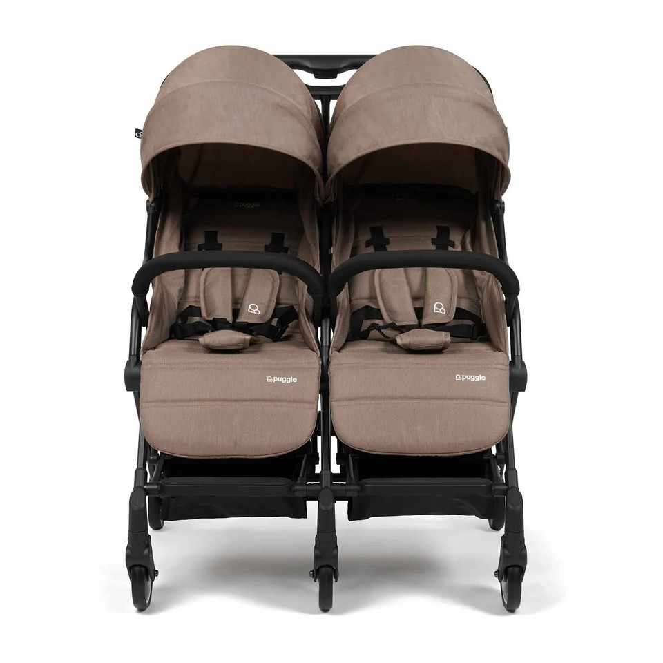 City Traveller Slimline Twin Pushchair Truffle Compact Fold Double ...