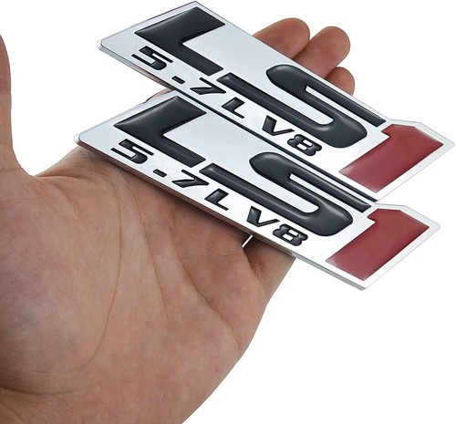 2pcs LS1 5.7 L V8 3D Emblem Engine Fender Door Trunk Dash Badge Chrome ...