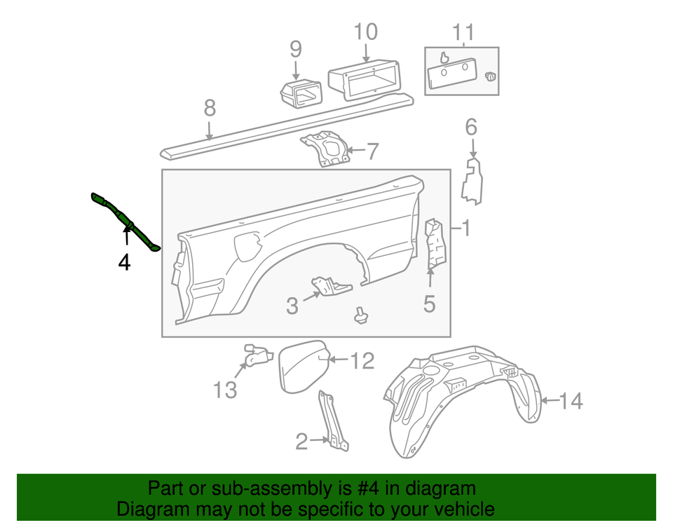 Genuine Toyota Truck Bed Panel Brace (Left Front) 65672-04050 | eBay