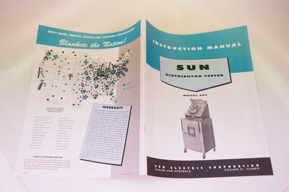 SUN Distributor Tester Instruction Manual Model 680 Syncrograph Sun ...