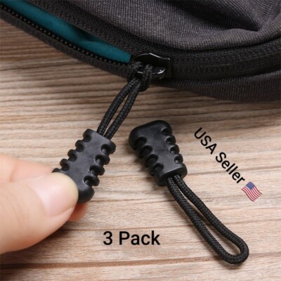 3PC Zipper Pull Puller End Fit Rope Tag Replacement Clip Broken Buckle ...