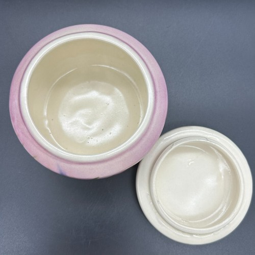 Vtg Purple Iris Pottery Storage Jar by David Enna of Oregon Airbrushed ...