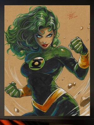 Girl Green Lantern Art Print Signed 8.5x11 | Art by Keyeske | eBay