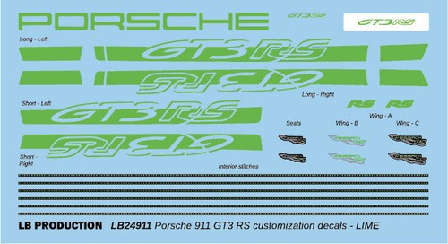 Lb Production Lb24911 Tamiya 1/24 Porsche 911 Gt3 Rs 992 Lime Color ...