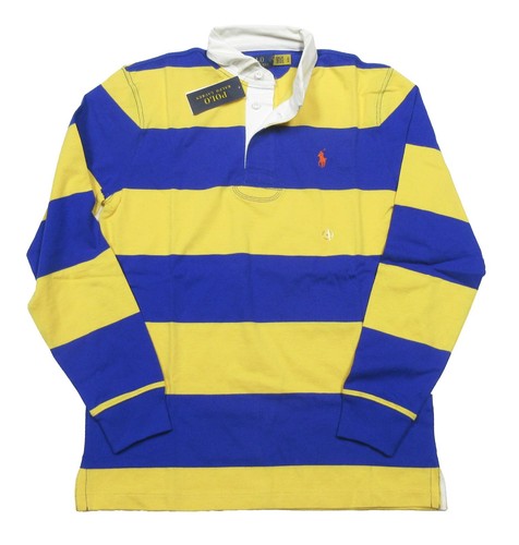 Polo Ralph Lauren Men's Yellow/Royal Blue Stripe Classic Fit Rugby Polo ...