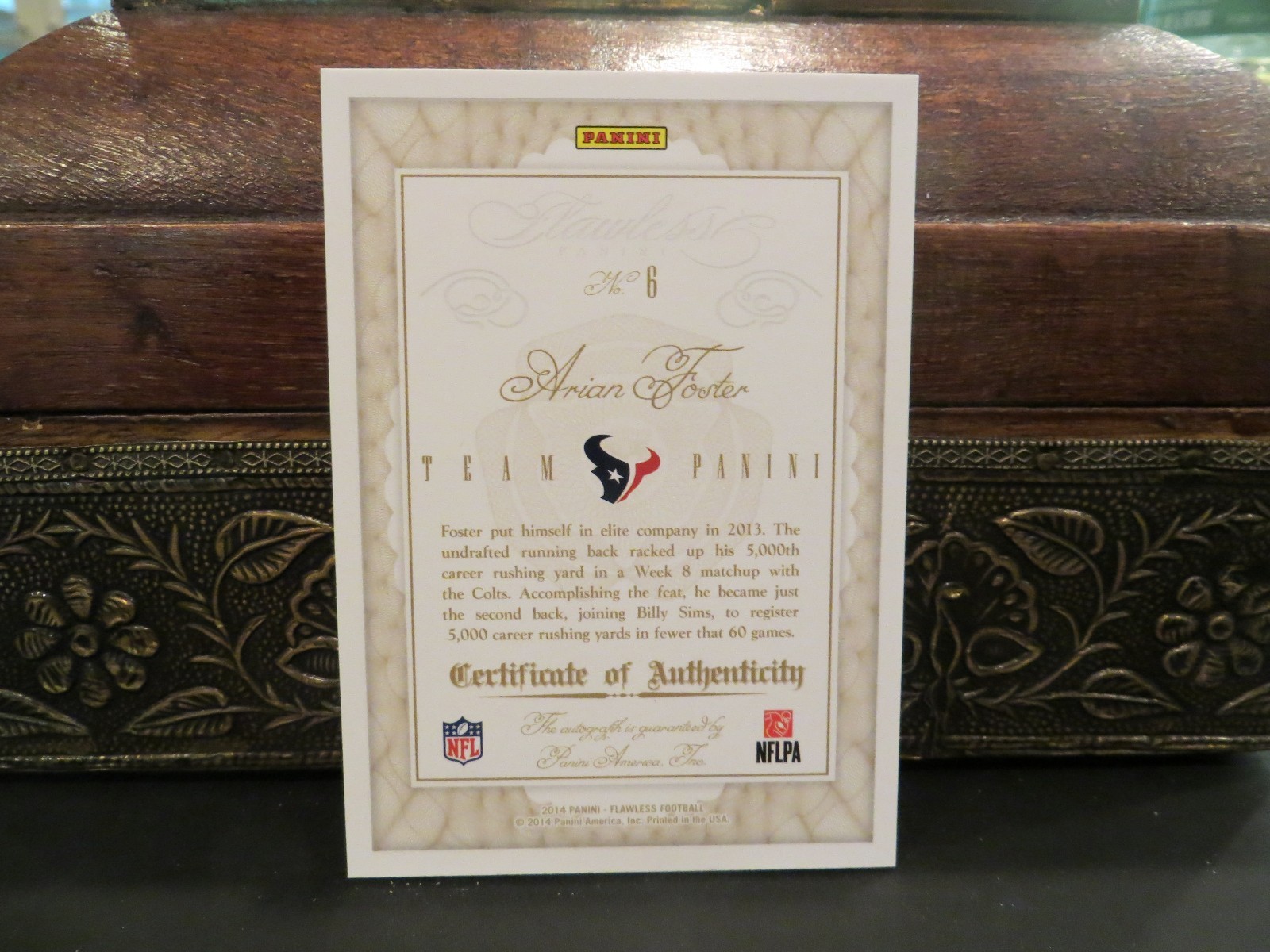 Panini Flawless Ruby Autograph Jersey Texans Auto Arian Foster 06/15 ...