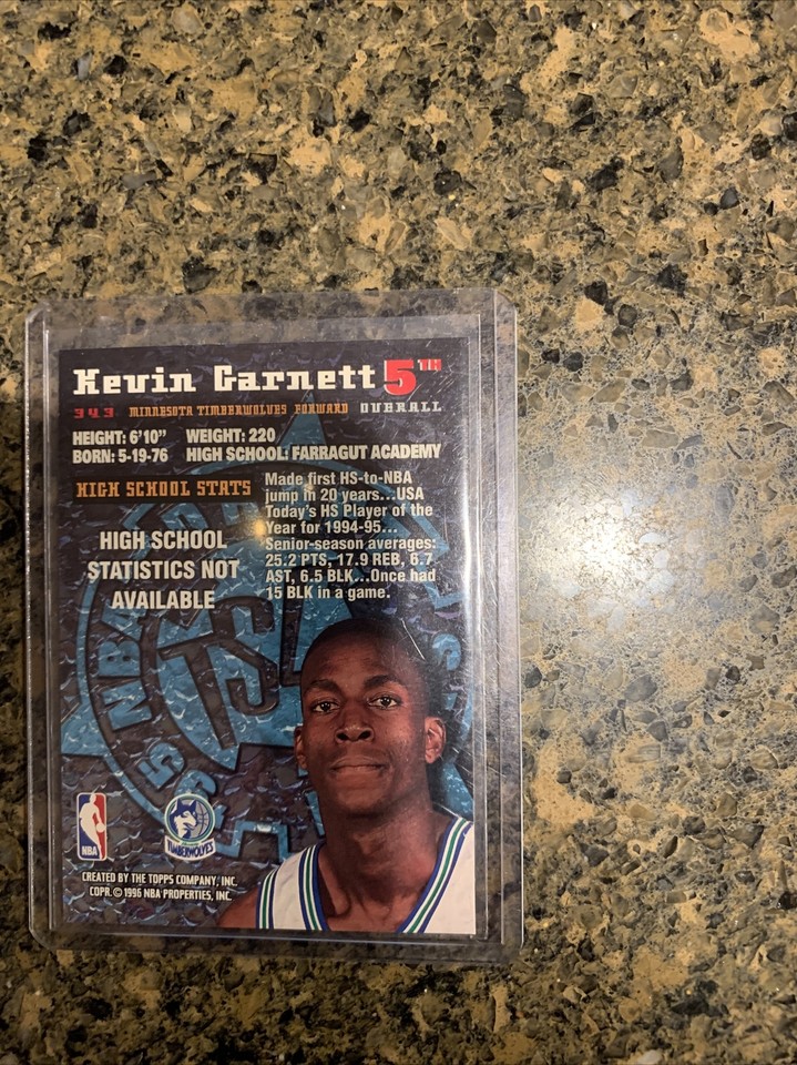 Kevin Garnett Topps 1996 Rookie TSC Draft Picks Card | eBay