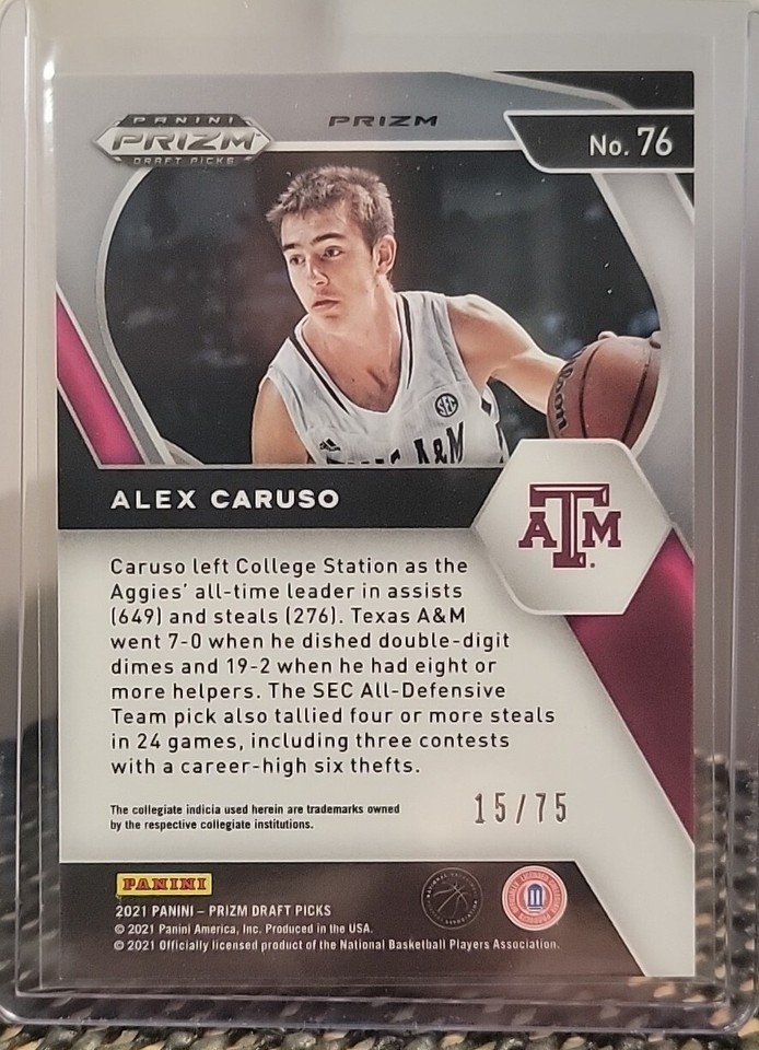 2021-22 Panini Prizm Draft Picks #76 Alex Caruso Purple Prizm #/75 Texas A&M | eBay