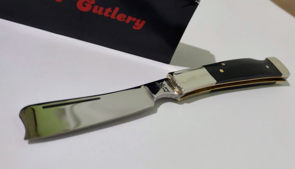 BUFFALO BLACK RAZOR LOCKBACK HUNTING POCKET KNIFE W/ ROSTFREI GERMAN ...