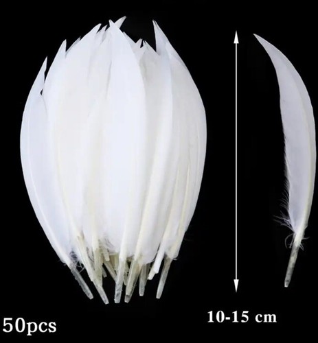 50pcs 10-15cm White Knife Goose Pointed Feathers DIY Cake Craft Dream ...