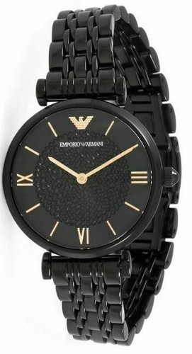 Emporio Armani Gianni Black 32 Mm Crystal Women's Analogue Quartz Watch ...