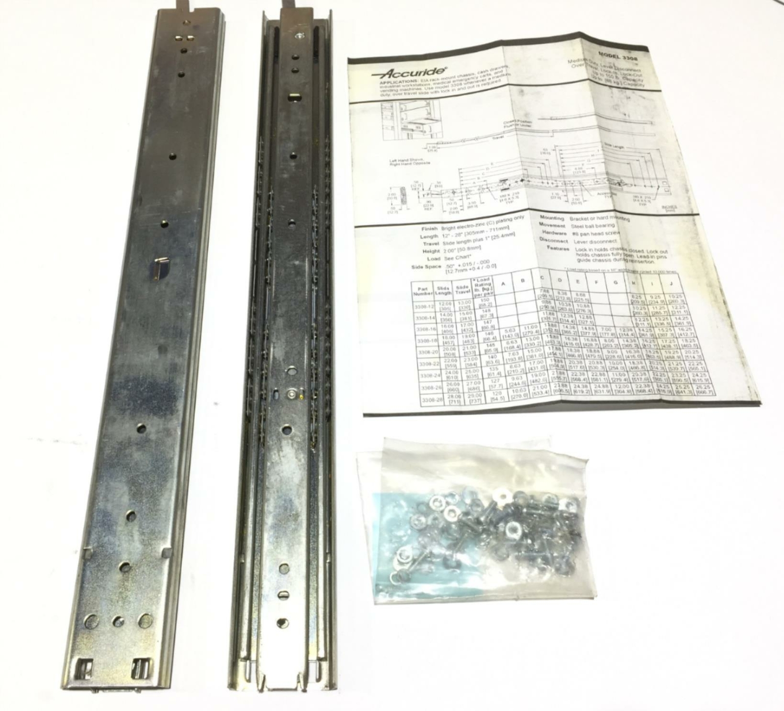 Accuride International C3308-18D, Accuride Model 3308 - Over Travel ...