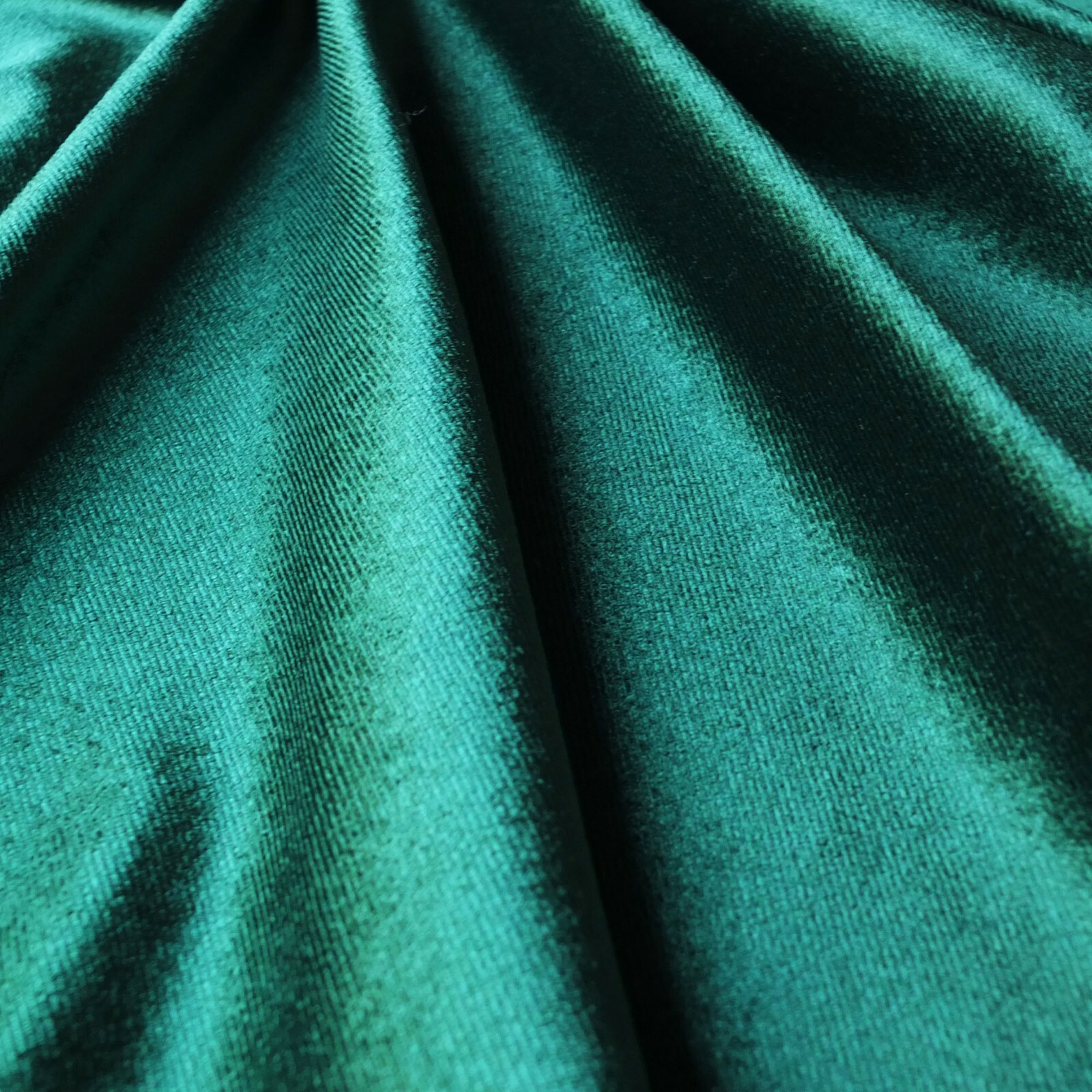 Bottle Green Soft Stretch Velvet Dress Fabric - Rich Dark Plain Knitted ...