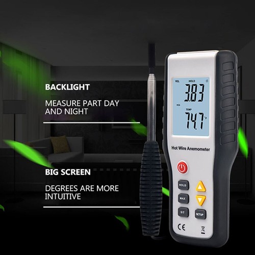Thermal Anemometer Retractable Temperature And Air Volume Measuring ...