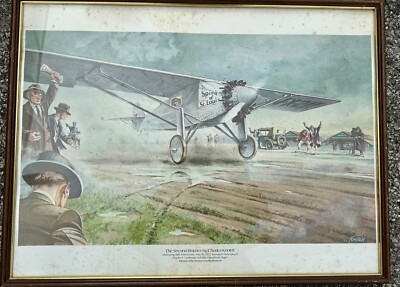 Vintage Airplane Art Charles Knotek Charles A Lindbergh First Flight ...