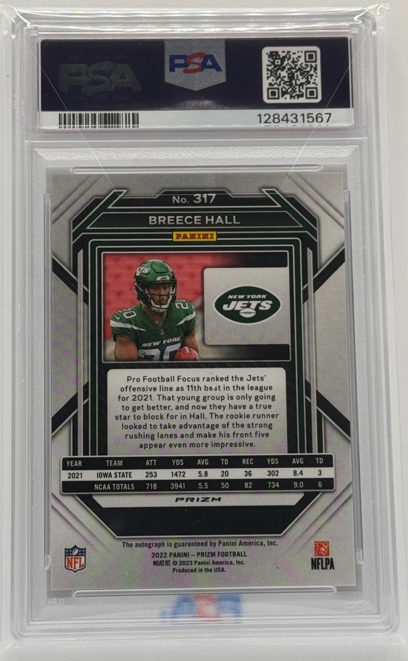 2022 Panini Prizm Breece Hall Rookie Auto No Huddle #317 RC New York ...