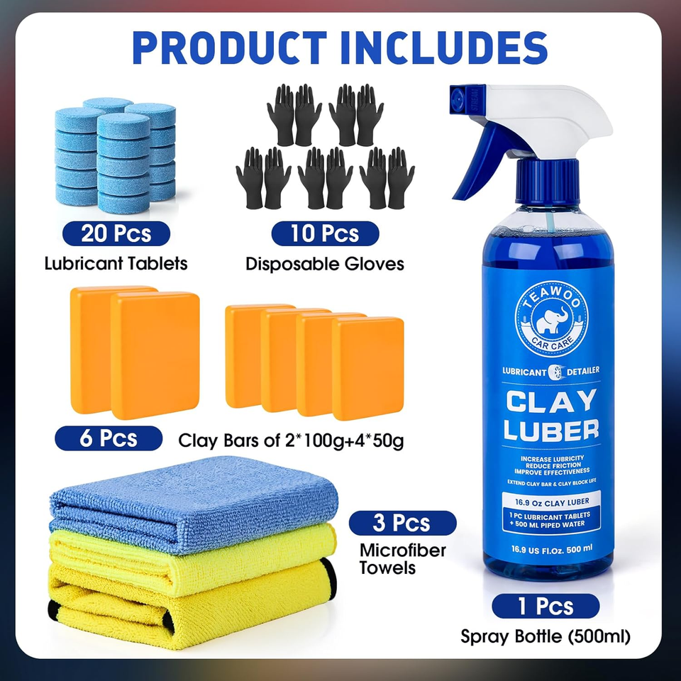 Clay Bars Kit, 6 Clay Bars & 20 PCS Lubricant Tablets, Complete Car ...