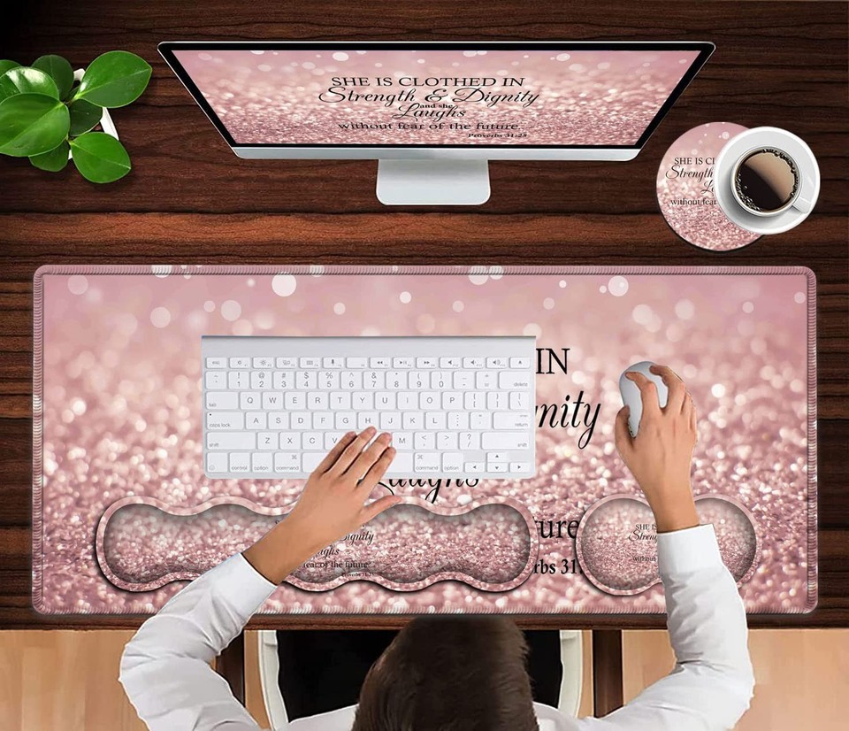 Keyboard Mouse Pad Set,Extended Gaming Mouse Pad + Memory Foam Keyboard ...