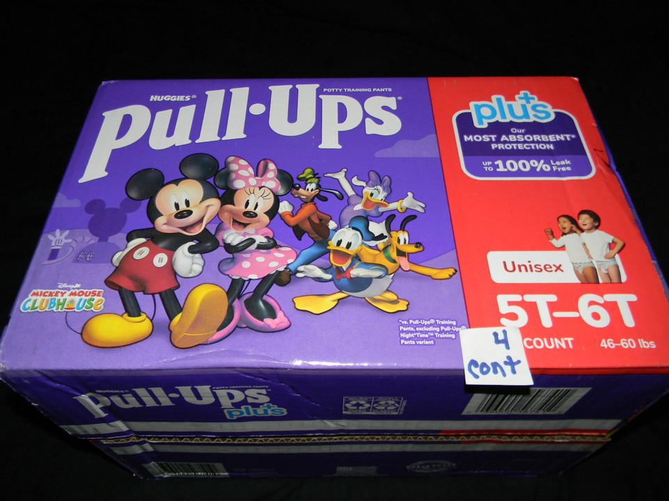 4 Huggies Pull-ups plus 5t-6t over 46-60 Lbs, Made to fit a 32 in waist ...