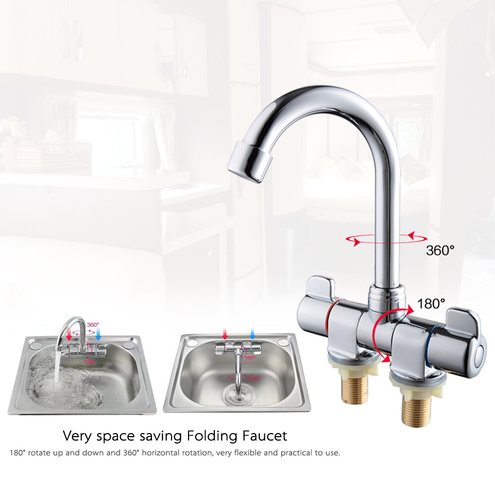 Foldable RV Faucet Rotating Two Handle Deck/Wall Mounted RV Kitchen ...