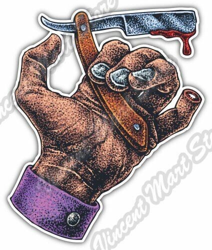 Handle Straight Shaving Razor Finger Cut Car Bumper Vinyl Sticker Decal ...
