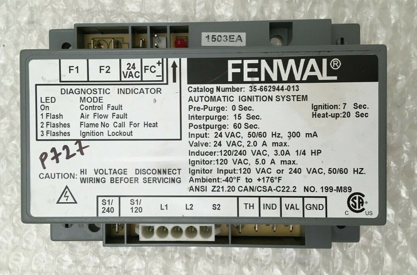 Fenwal 35-662944-013 Automatic Ignition Control System used FREE ...
