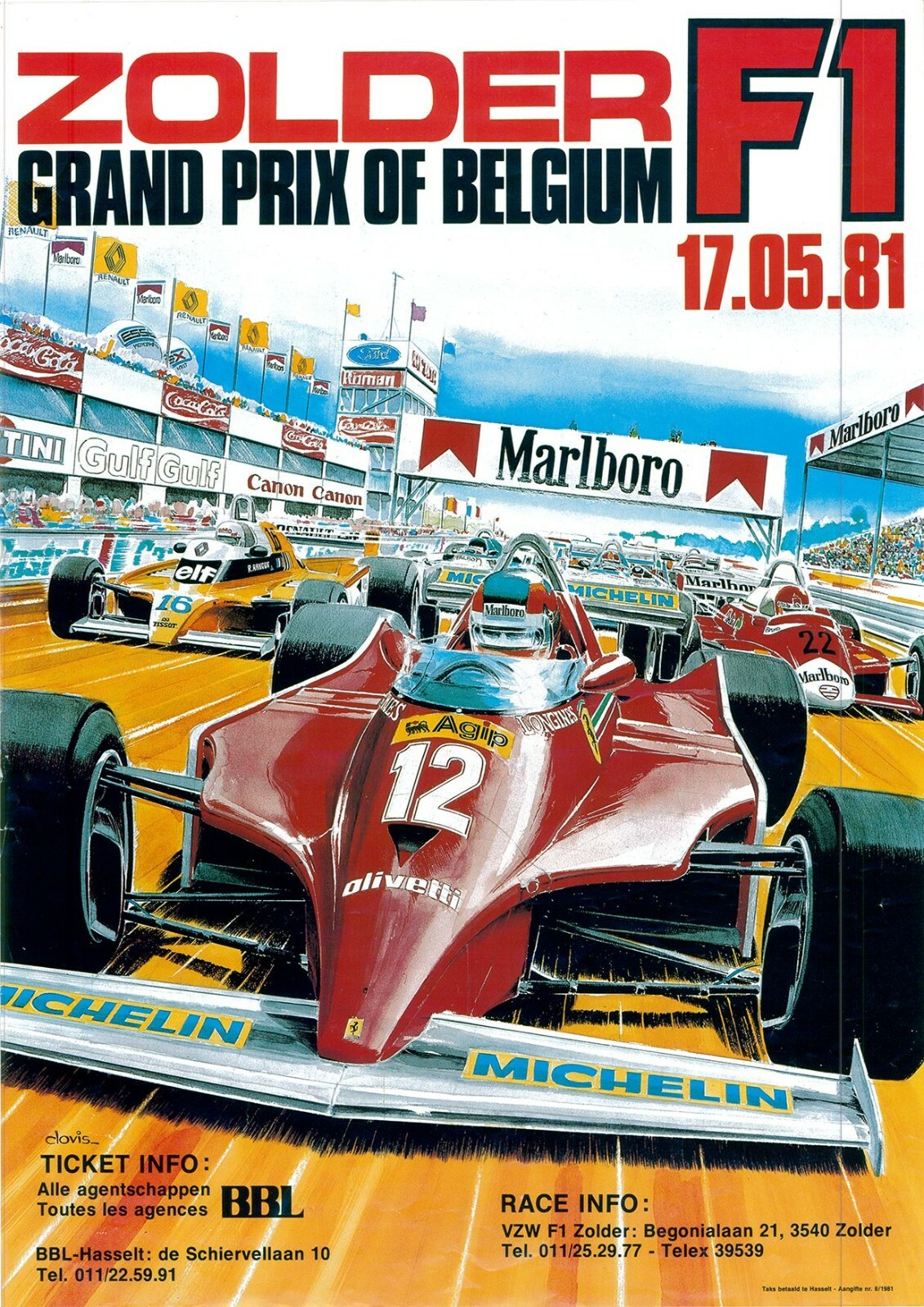 Ferrari F1 Zolder Grand Prix of Belgium High-Quality Vintage Retro Art ...