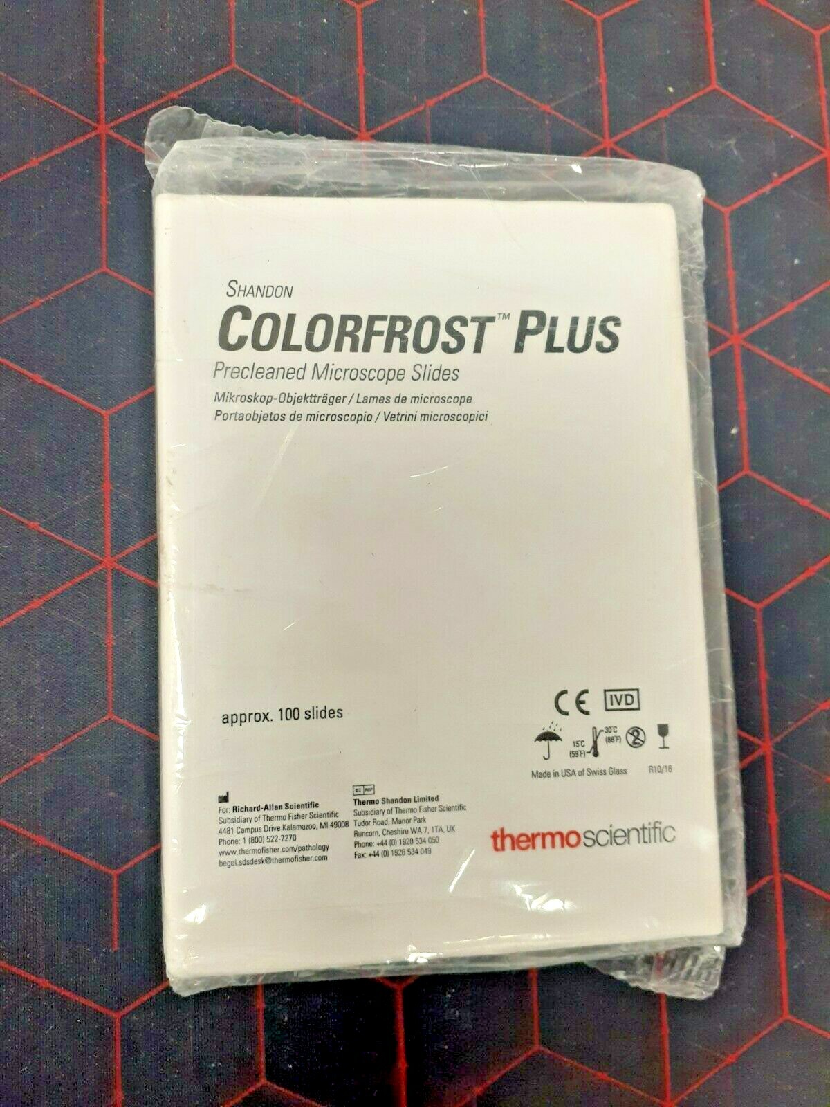 SHANDON 9991004 COLORFROST PLUS PRECLEANED MICROSCOPE SLIDES PINK TAB ...