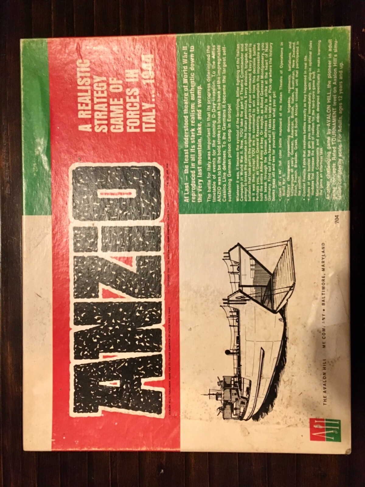 Anzio War Board Game, Avalon Hill, 1969, 2 boards of maps, has all the ...